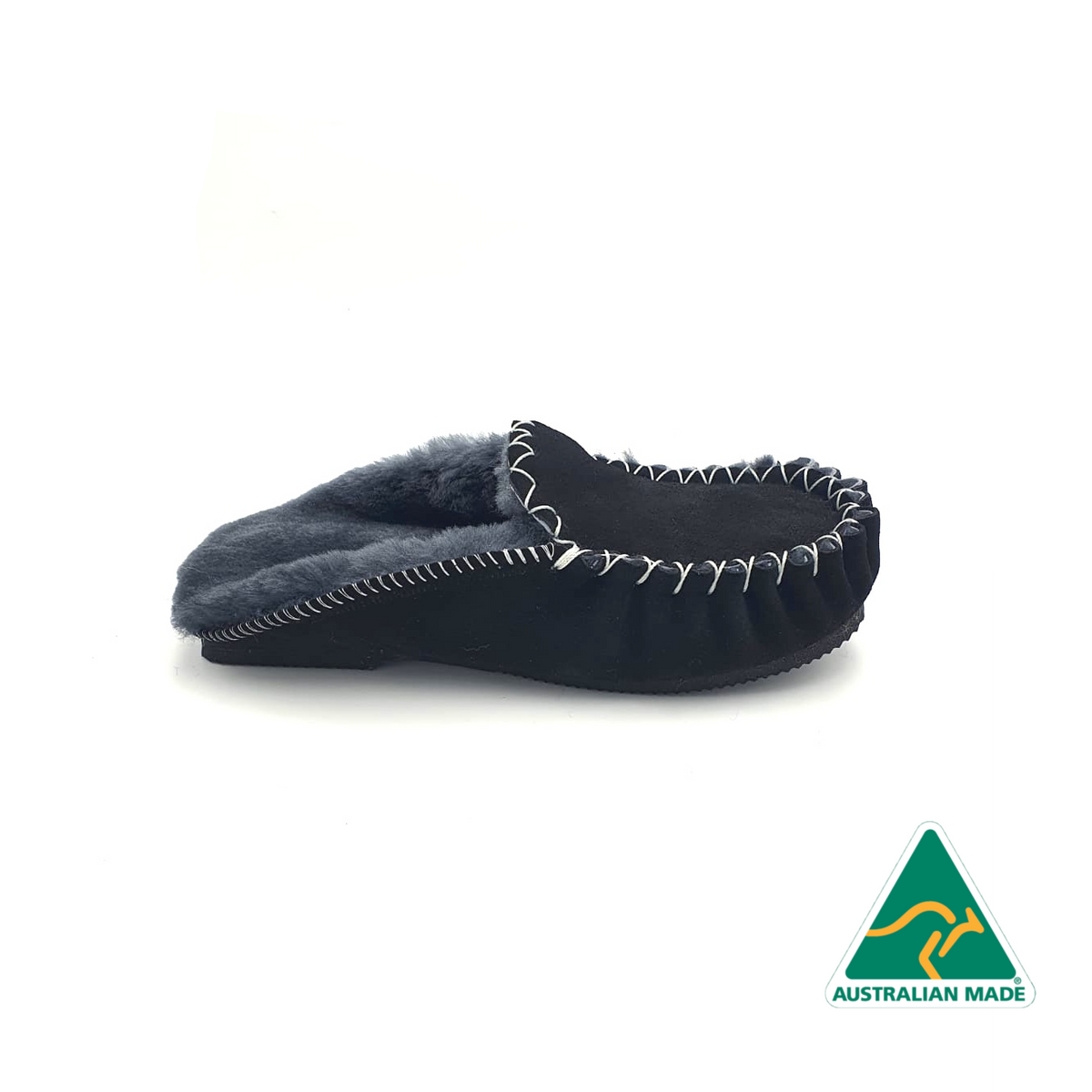 Black & Charcoal Moccasin Scuffs – Mickey's Moccasins & Sheepskin Products