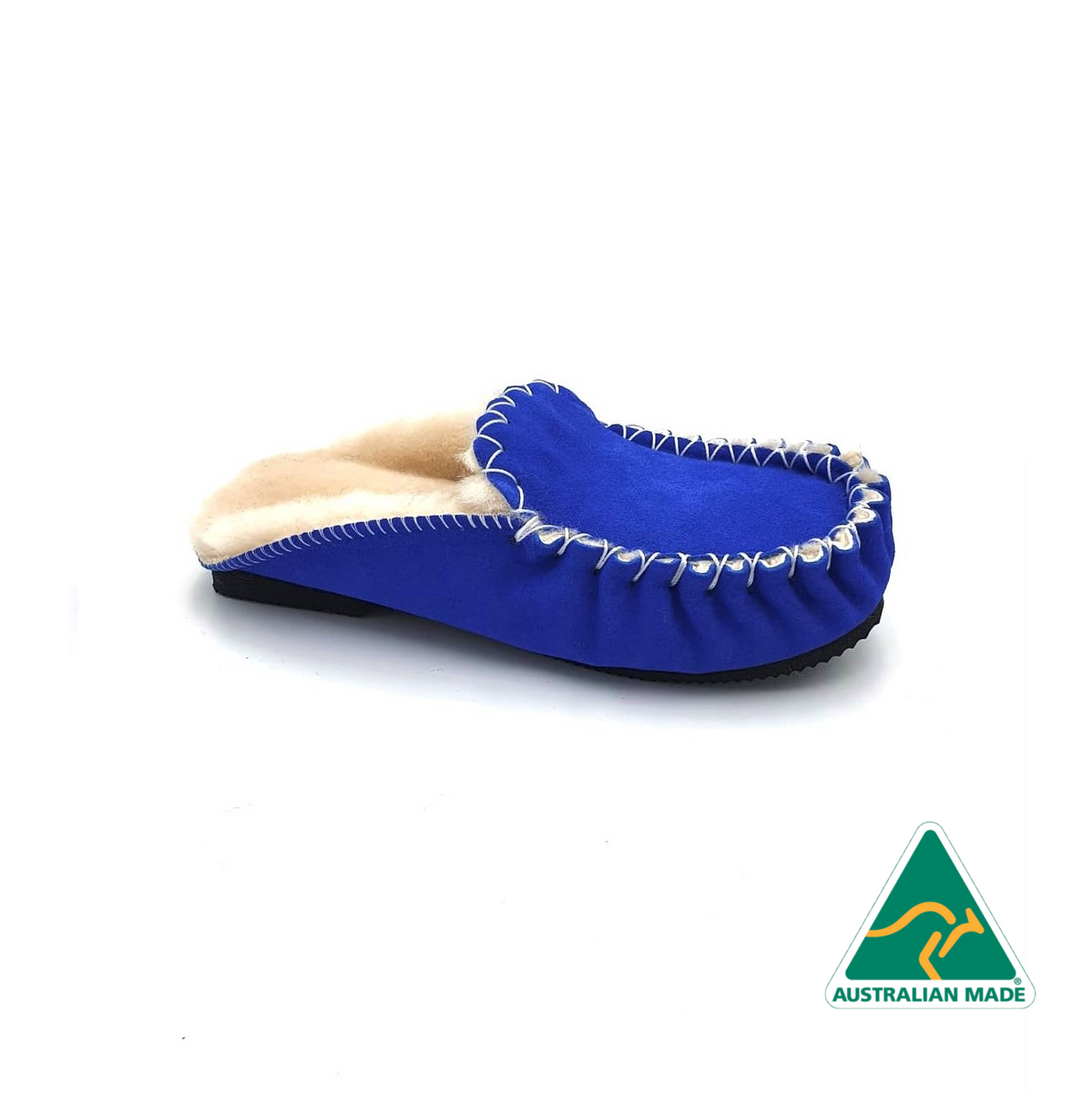Ocean Blue & White Moccasin Scuffs – Mickey's Moccasins & Sheepskin ...